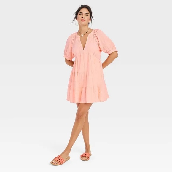 Universal Thread | Dresses | Womens Puff Elbow Sleeve Crinkle Tiered ...